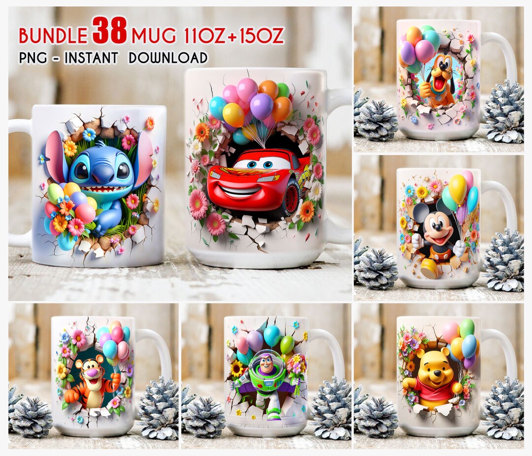 Bundle 3D Cartoon Spring Mug Wrap, 11oz 15oz Mug Wrap, 3D Cartoon Mug ...