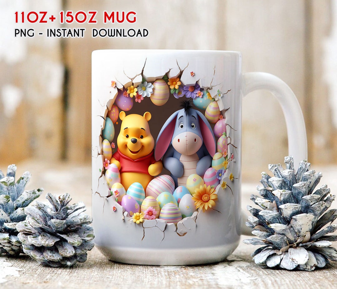 Cartoon Floral Mug Wrap, 3D Bear Cartoon Mug Wrap, 11oz 15oz Mug Wrap ...