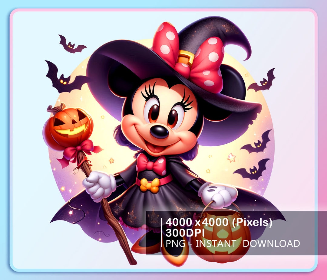 Gothic Minnie Witch Watercolor Splash, Clipart Images, Graphics and ...