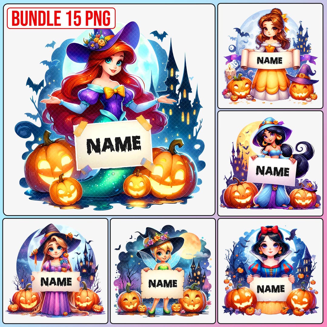 Bundle Halloween Princess Png, Custom Girl Halloween, Spooky Season ...