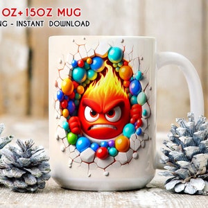 Bundle 3D Mug Inside Out 2 Wrap, 11oz 15oz Inside Out Mug, Mug Wrap ...