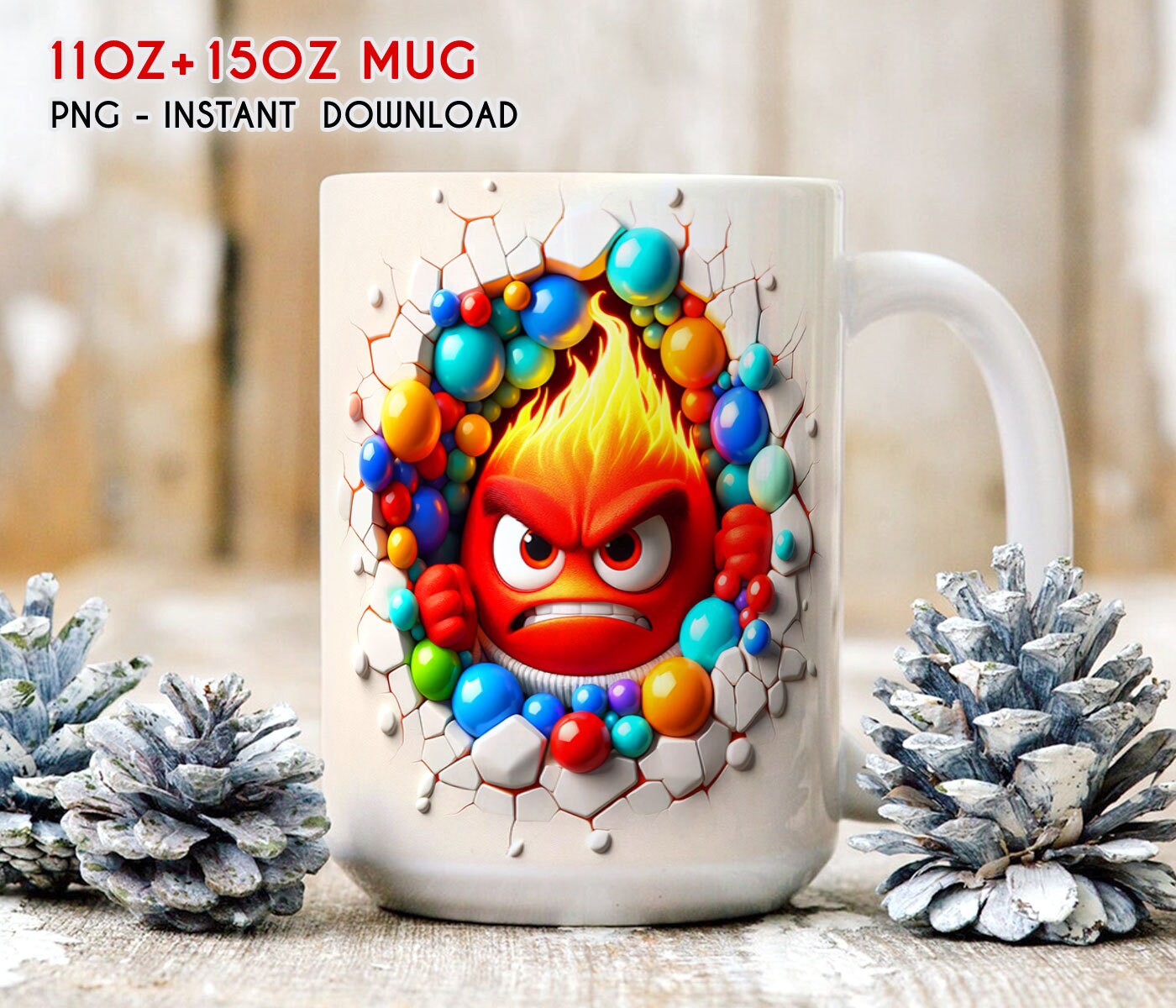 Bundle 3D Mug Inside Out 2 Wrap, 11oz 15oz Inside Out Mug, Mug Wrap ...