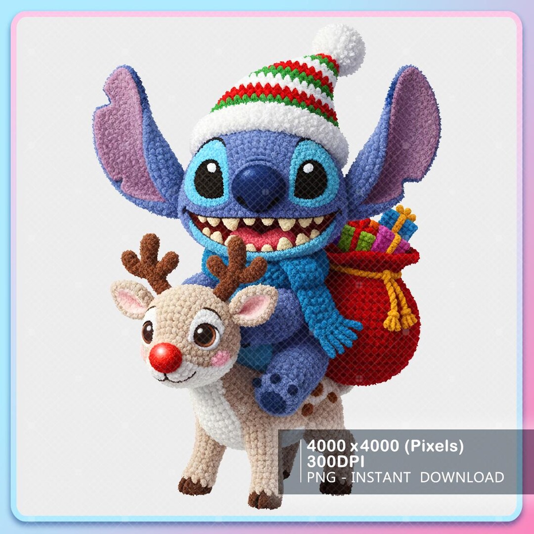 Latch Hook Yarn Faux Cartoon Movie Png, Merry Christmas Png, Stitch ...