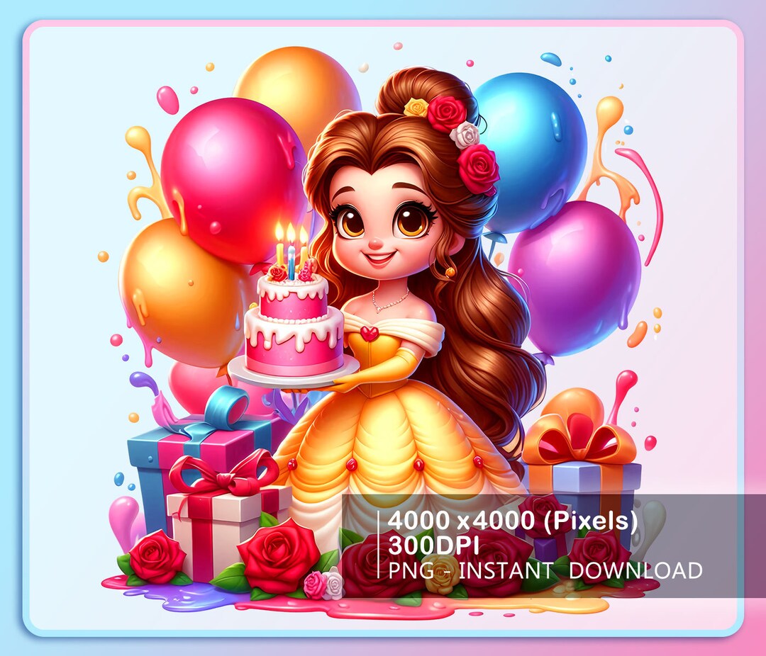 Belle Princess Birthday Girl Tshirt Design Png, Birthday Girl Png ...