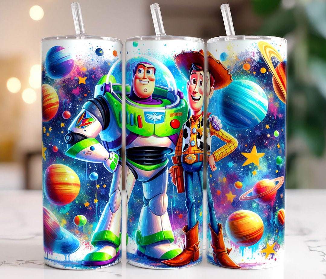 Buzz Lightyear and Woody Planet Tumbler Wrap, 20oz Skinny Tumbler, Toy Story Tumbler, Cartoon ...