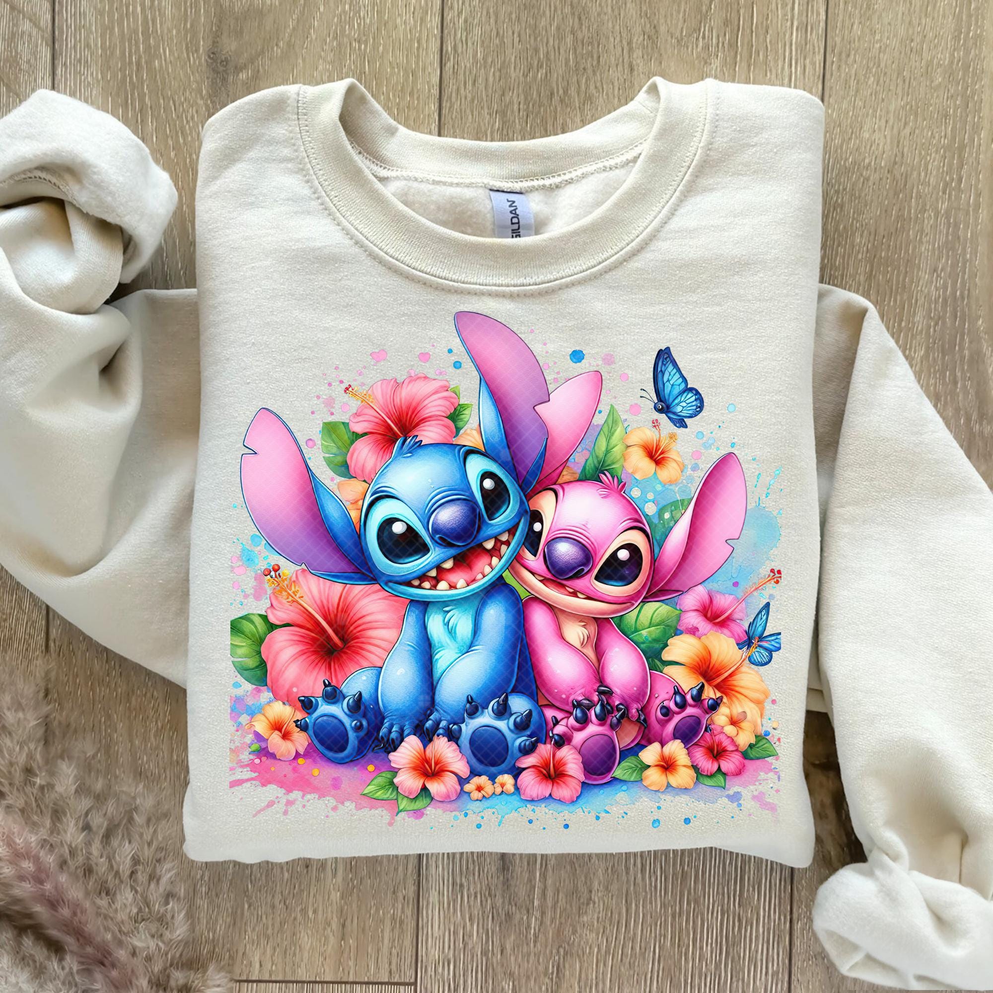 Stitch Angel Watercolor Splash Png, Stitch Summer Vibes PNG, Cartoon ...