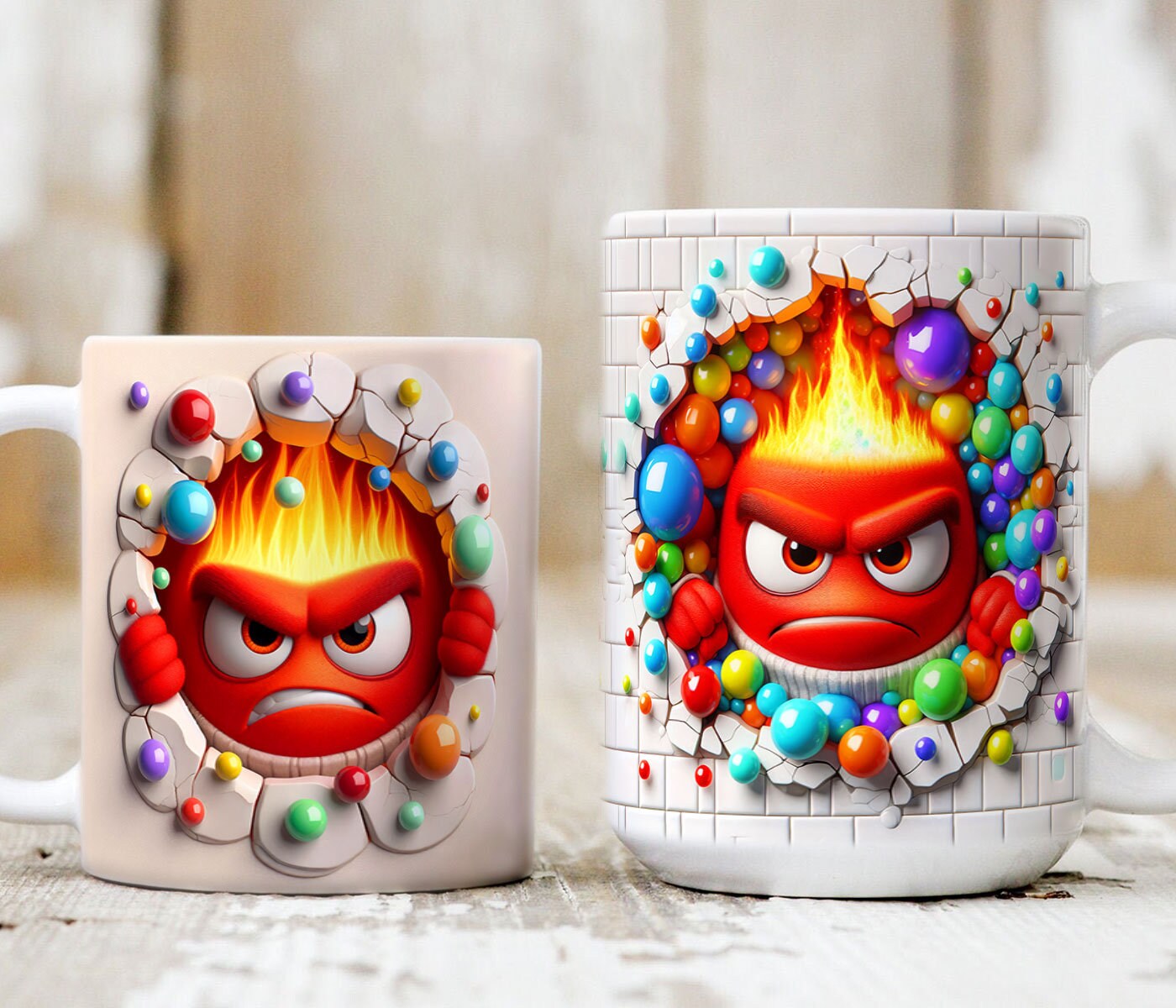 Bundle 3D Mug Inside Out 2 Wrap, 11oz 15oz Inside Out Mug, Mug Wrap ...