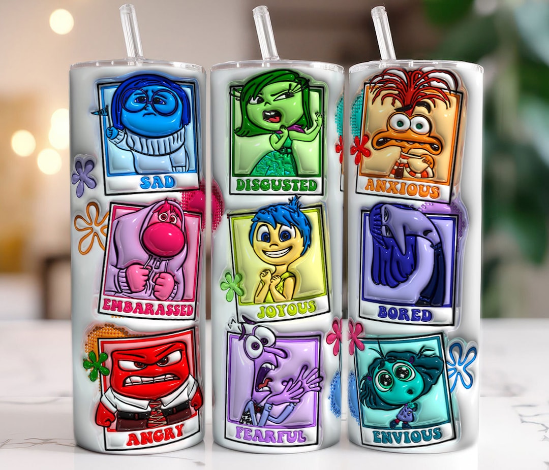 3D Inflated Inside Out 2 Tumbler Wrap, Puffy Inside Out Tumbler, It's ...