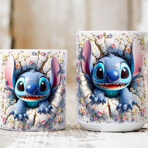 Stitch Mug Wrap, 11oz 15oz Mug Wrap, Cartoon Floral Mug Wrap, Mug ...