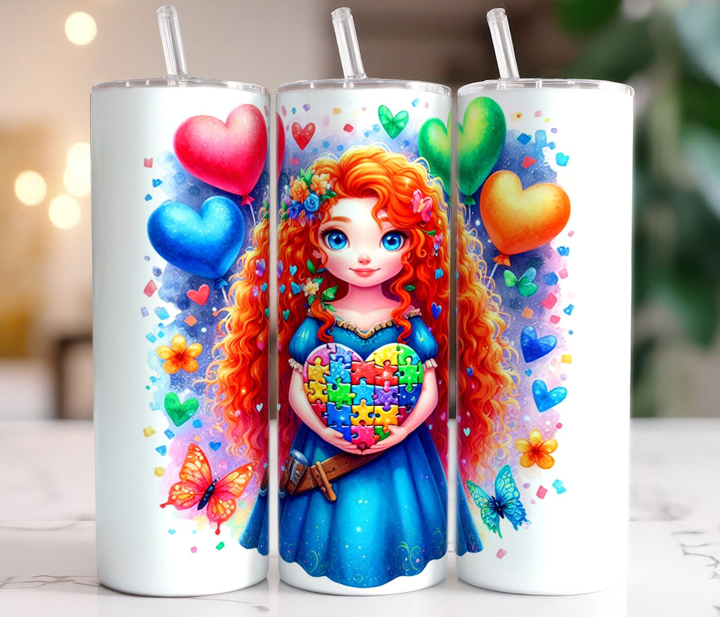 Princess Autism Tumbler Wrap PNG, 20oz Skinny Tumbler Wrap, Autism ...