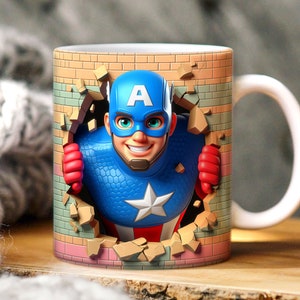 Bundle 3D Superhero Character Mug Wrap, 11oz 15oz Mug Wrap, Spiderman ...