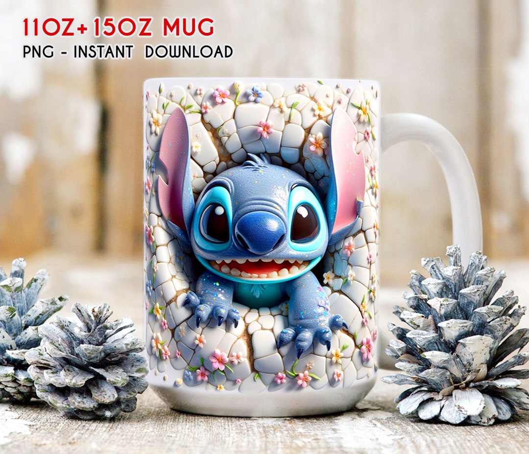 Stitch Mug Wrap, 11oz 15oz Mug Wrap, Cartoon Floral Mug Wrap, Mug ...