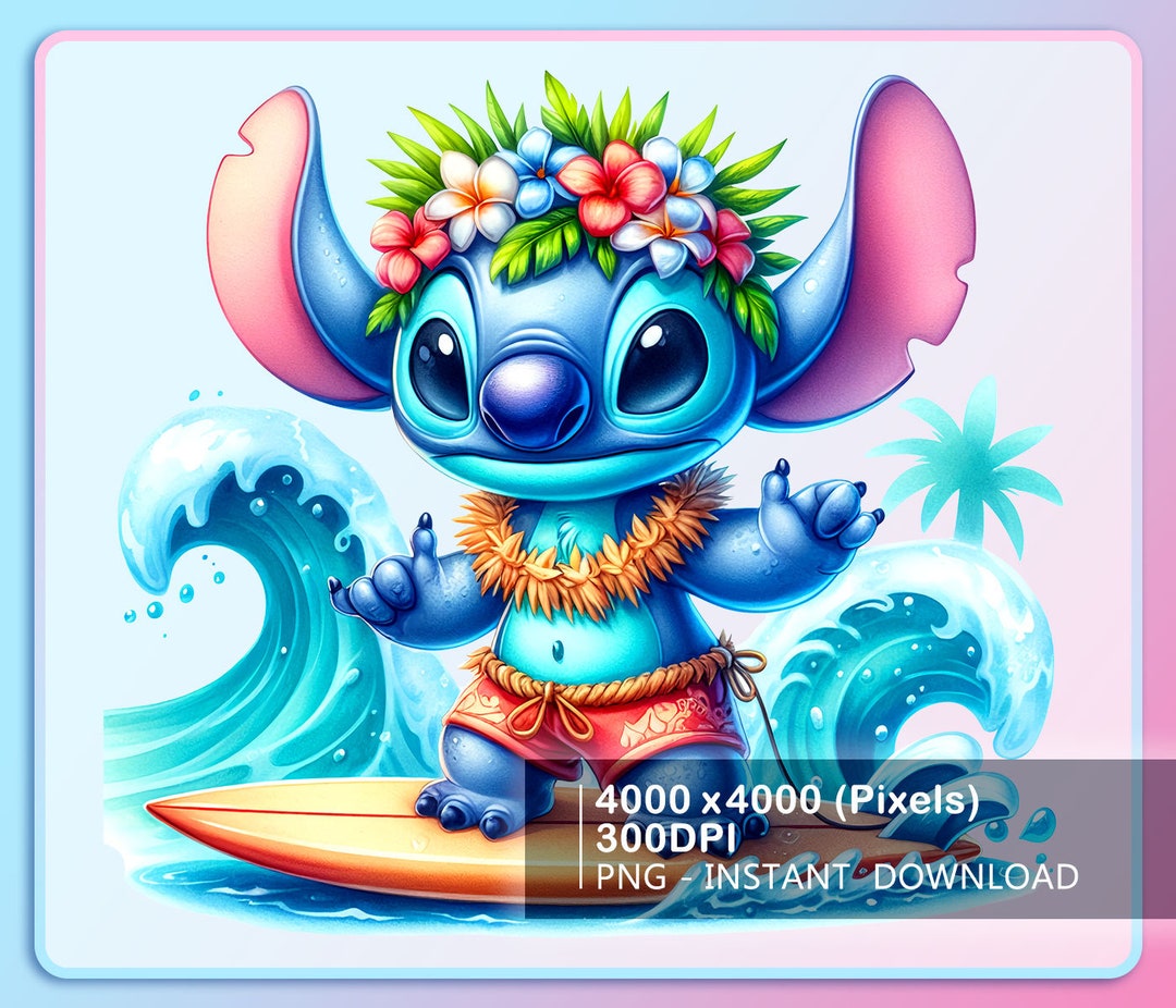 Stitch Summer Vibes Splash Design Png, Cartoon Beach Image Png, Stitch ...