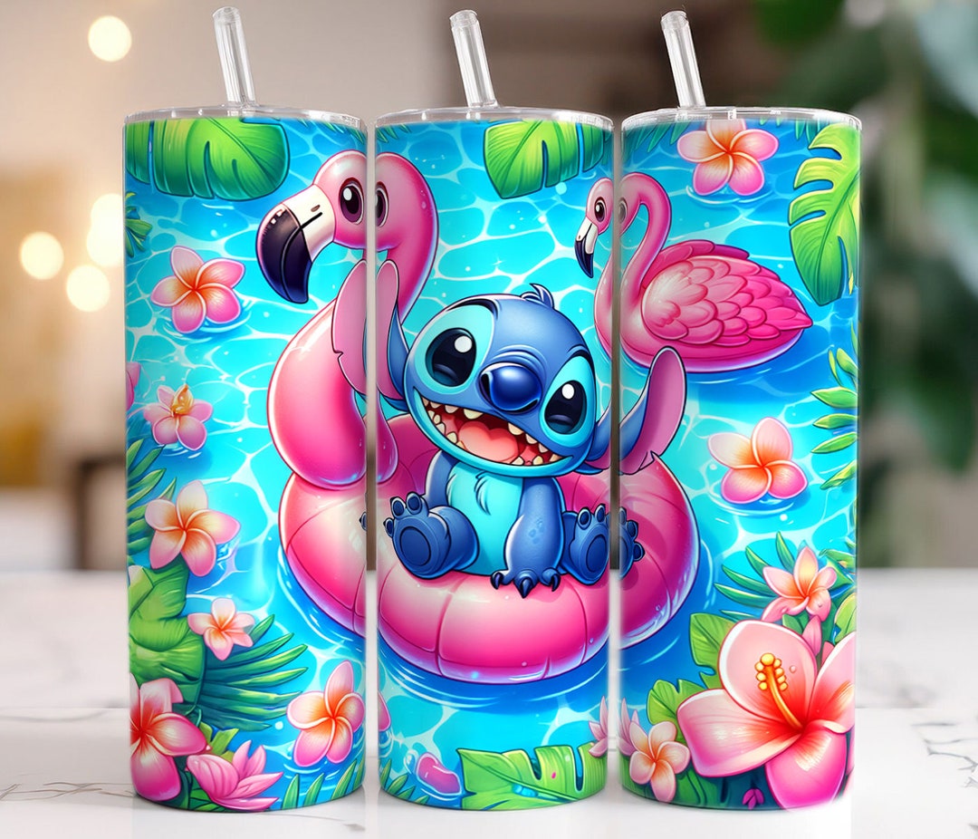 Cartoon Pool Party Tumbler Wrap, 20oz Skinny Tumbler, Stitch Pool Party ...
