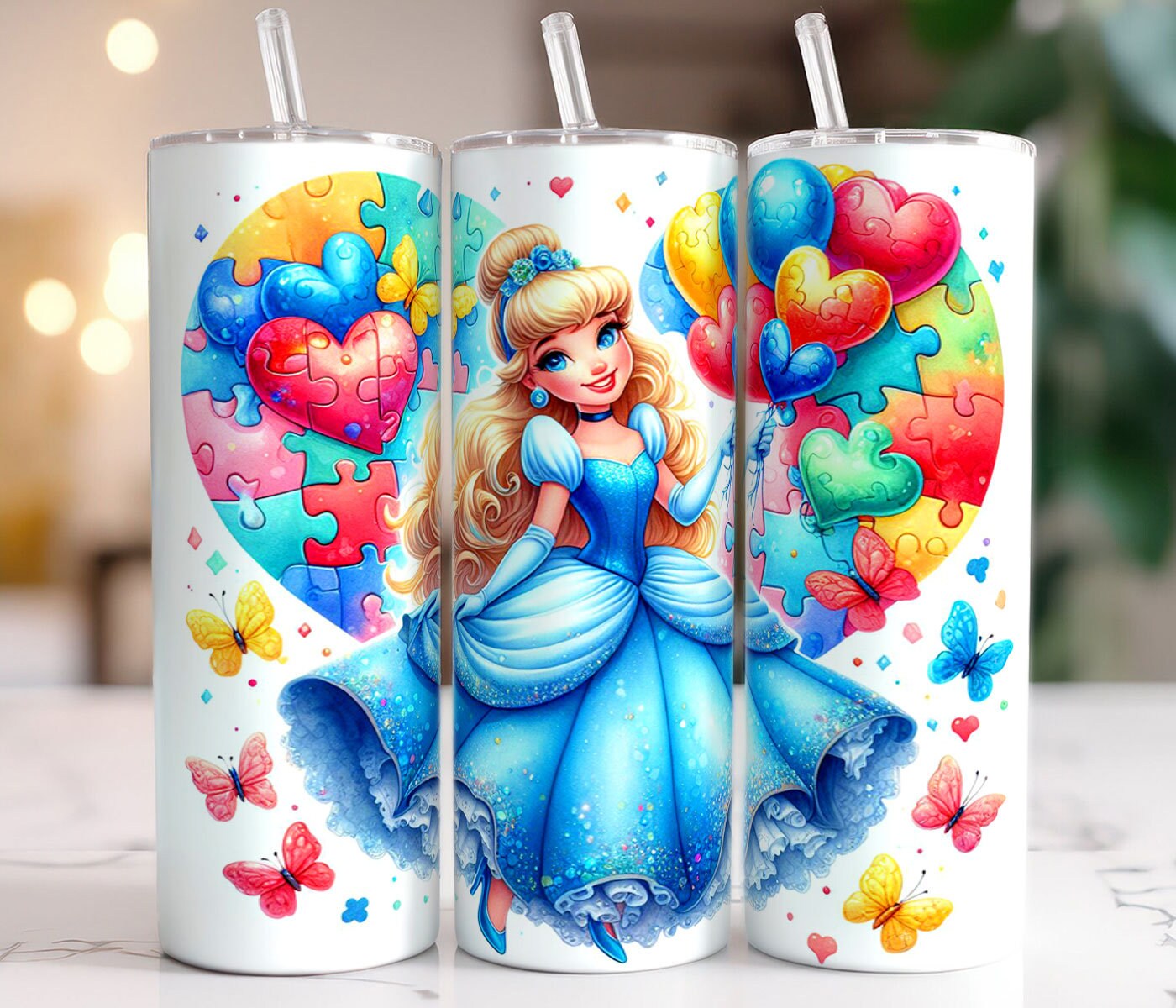 Princess Autism Tumbler Wrap PNG, 20oz Skinny Tumbler Wrap, Autism ...