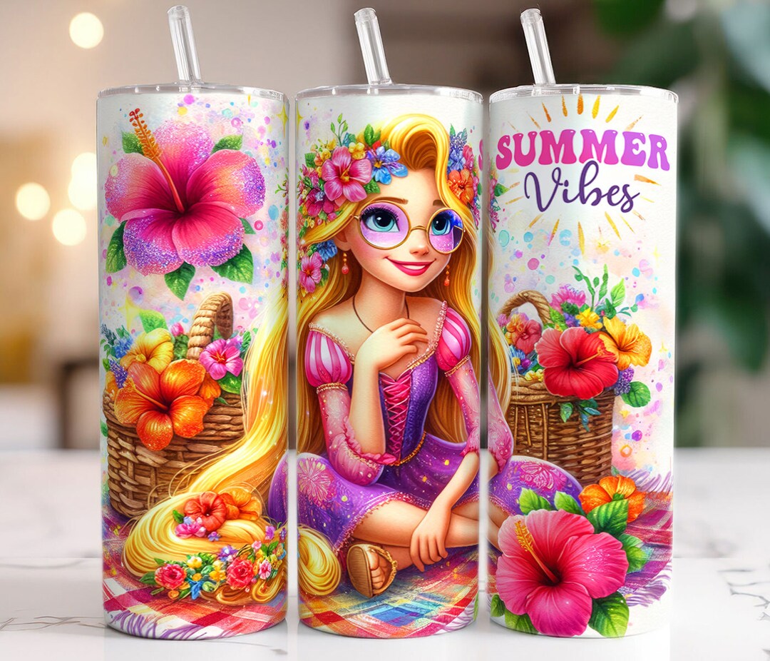 Rapunzel Princess Summer Vibes Tumbler, 20oz Skinny Tumbler, Tangled ...