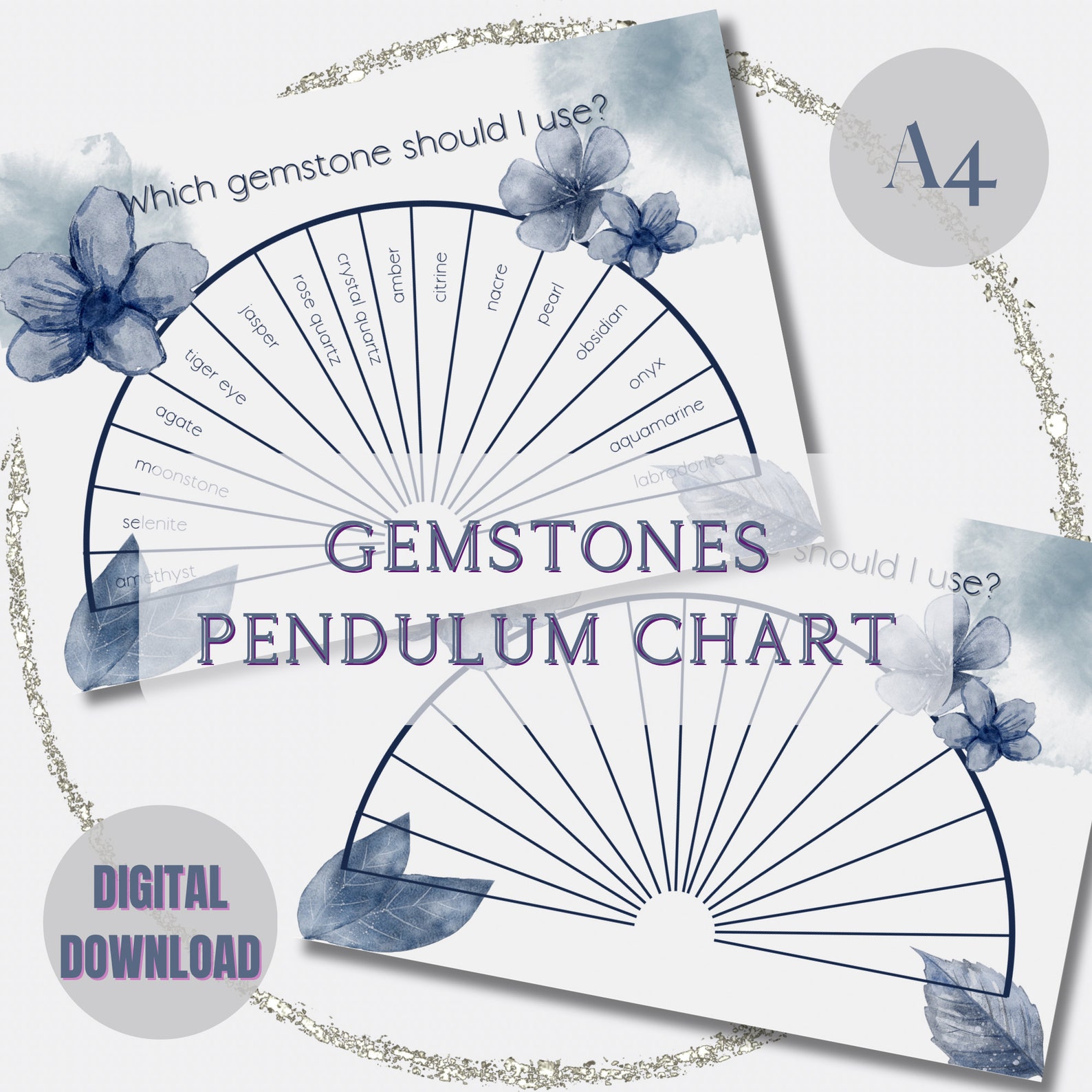 Pendulum Chart Printable Pages Dowsing Chart Gemstone - Etsy