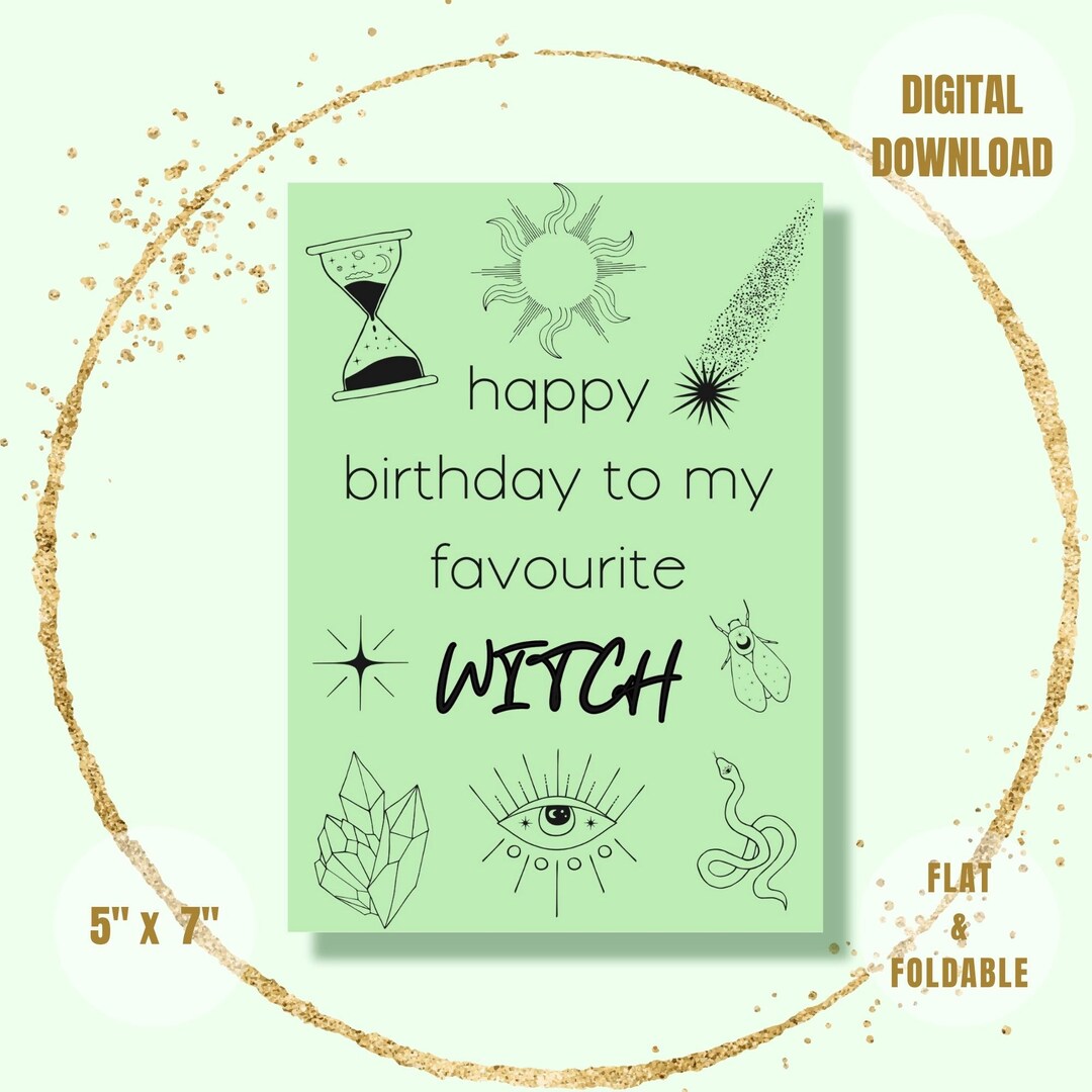 Witchy Birthday Card Happy Birthday Note for Her Digital - Etsy