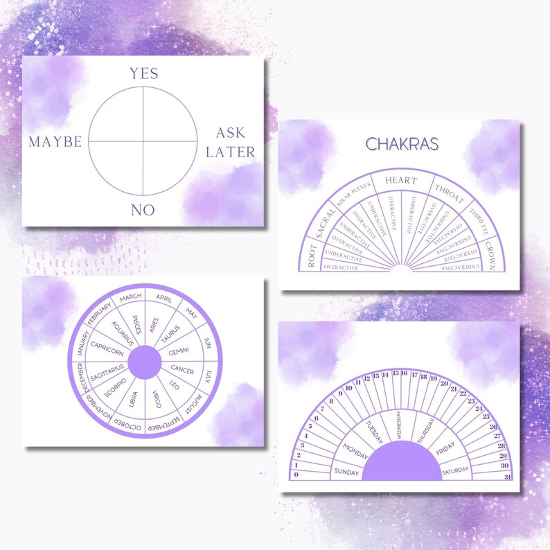 Pendulum Chart Bundle Printable Pages Dowsing Chart Dowsing Printable ...