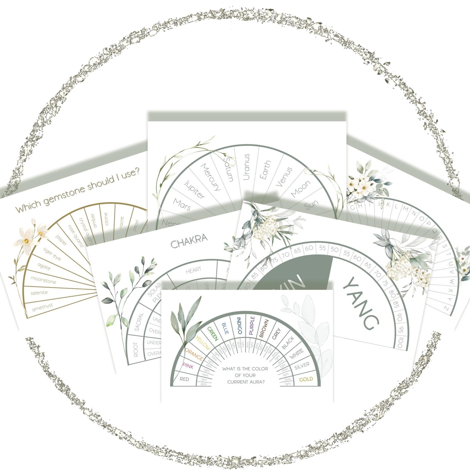 Pendulum Chart Bundle Printable Pages Dowsing Chart, How to Use ...