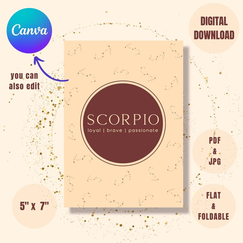 Scorpio Zodiac Sign Printable Birthday Card Happy Birthday - Etsy