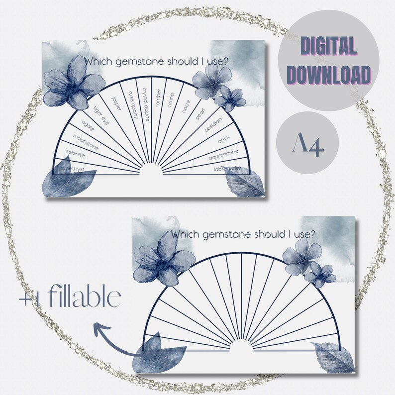 Pendulum Chart Printable Pages Dowsing Chart Gemstone - Etsy