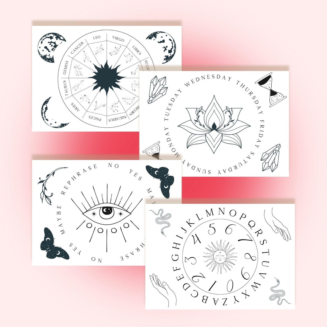 Pendulum Chart Bundle Printable Pages Dowsing Chart, How to Use ...
