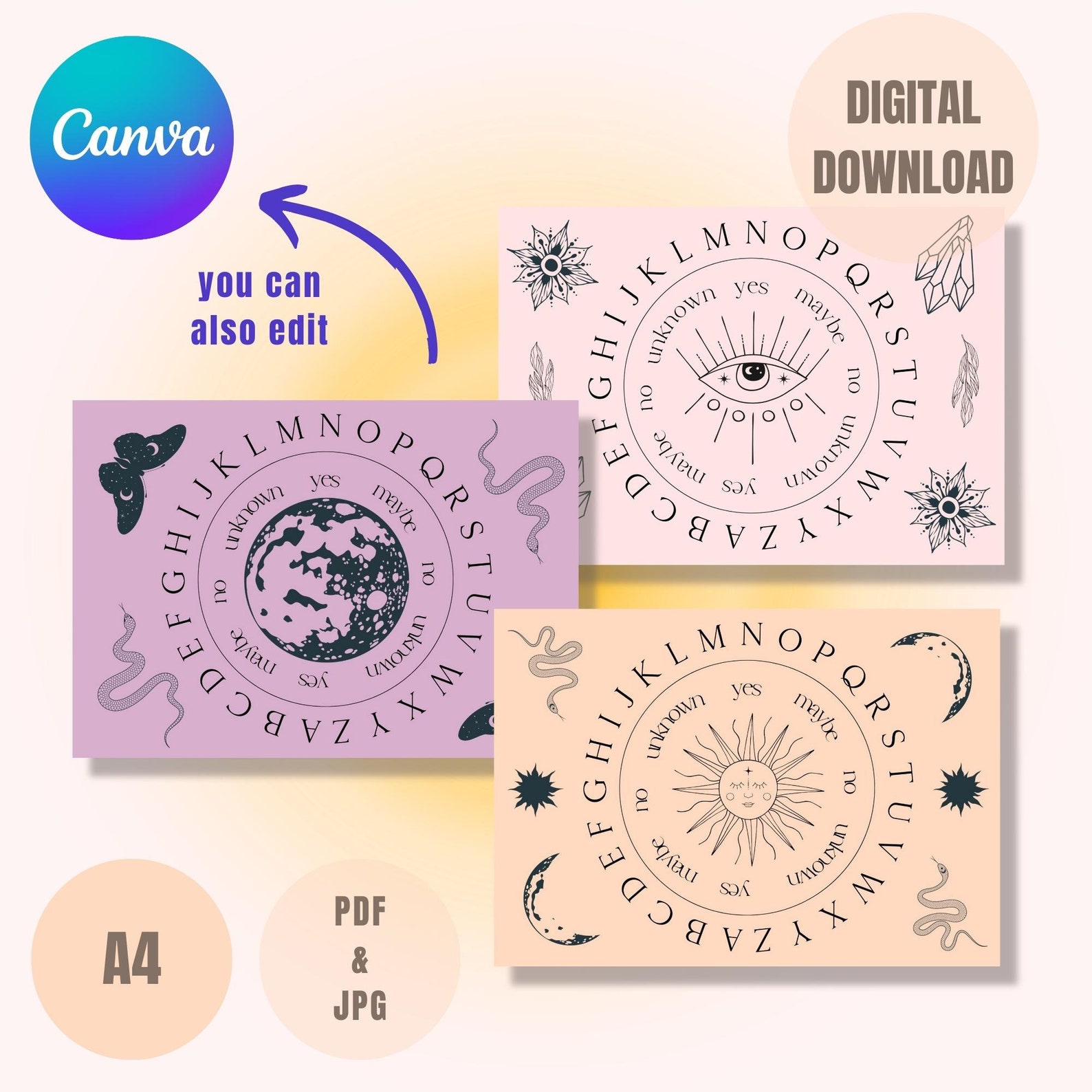 Pendulum Board Printable Chart Pages Dowsing Chart Alphabet - Etsy