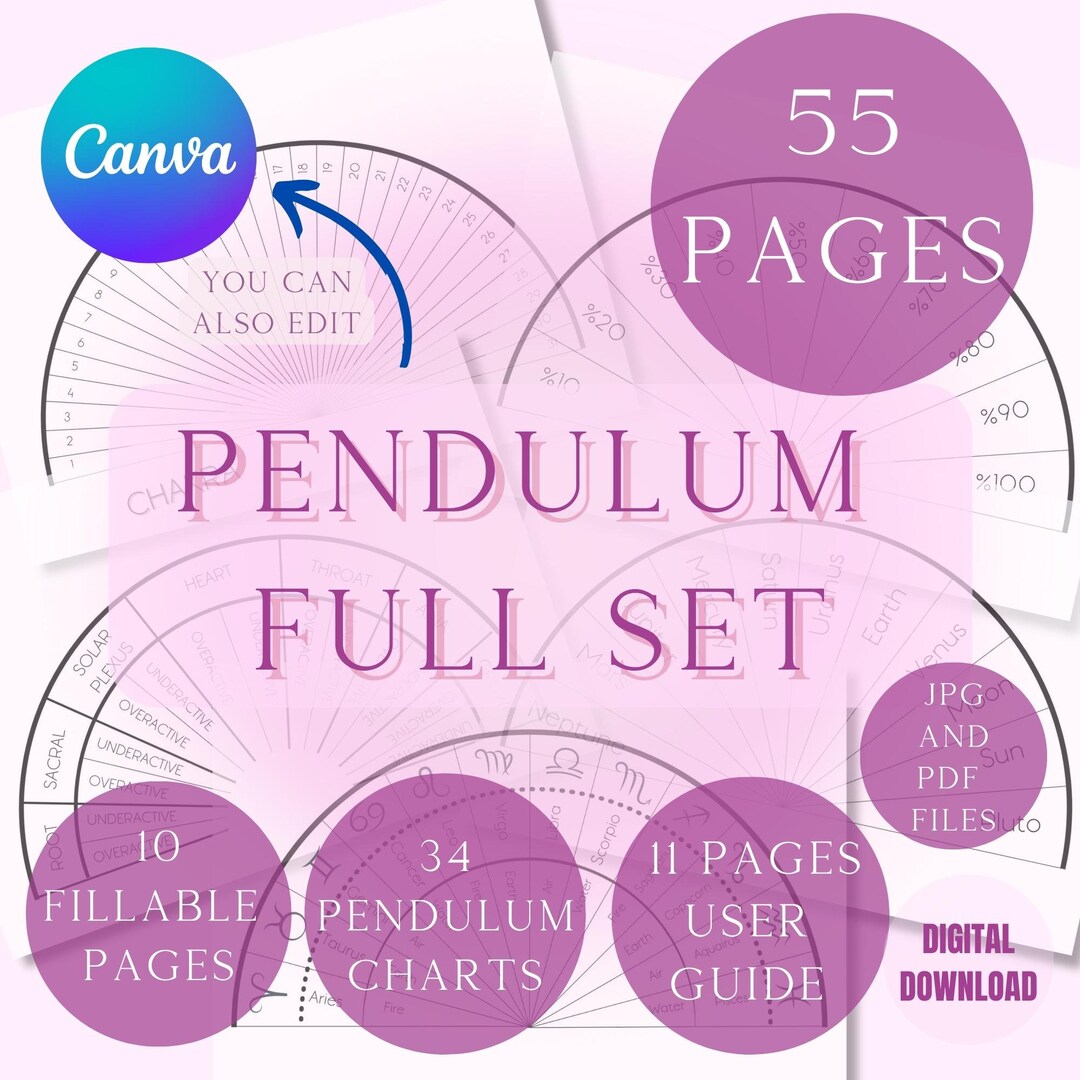 Pendulum Chart Bundle Printable Pages Dowsing Chart, How to Use ...