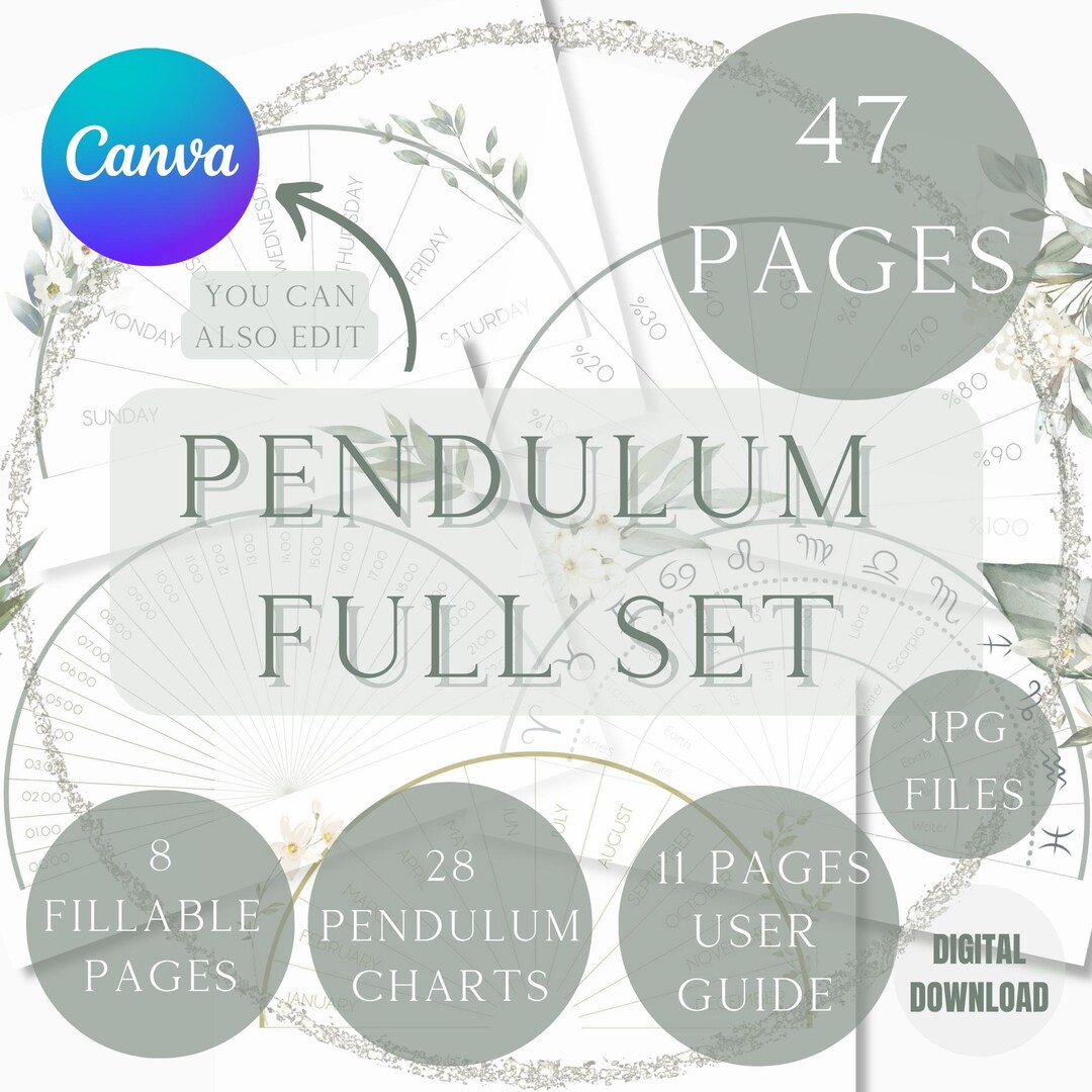 Pendulum Chart Bundle Printable Pages Dowsing Chart, How to Use ...