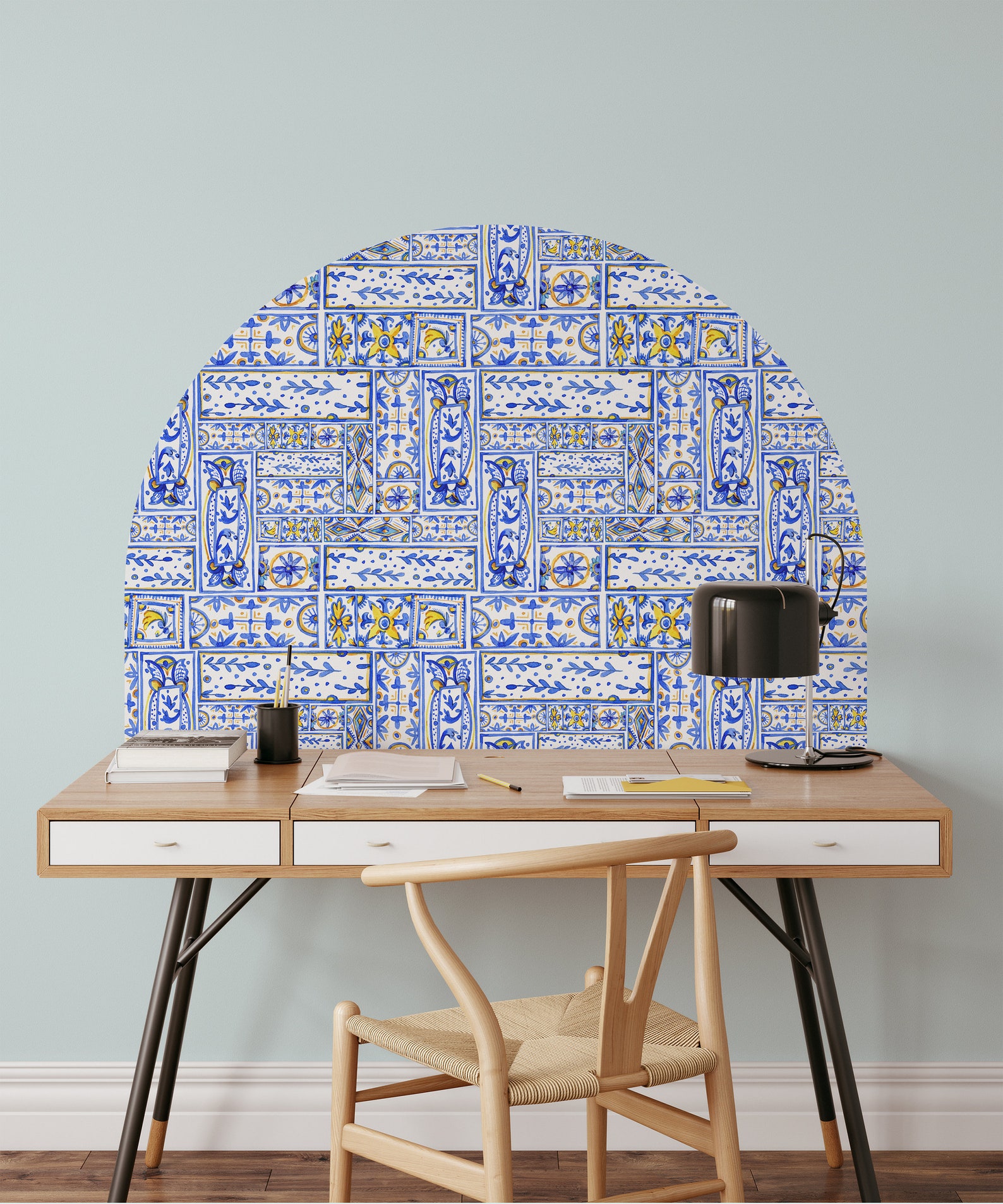 Portuguese Tiles Wall Decal, Peel and Stick Arch Wallpaper, Headboard ...