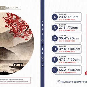 Asian Landscape Wall Sticker, Removable Circle Decal, Headboard Wall ...