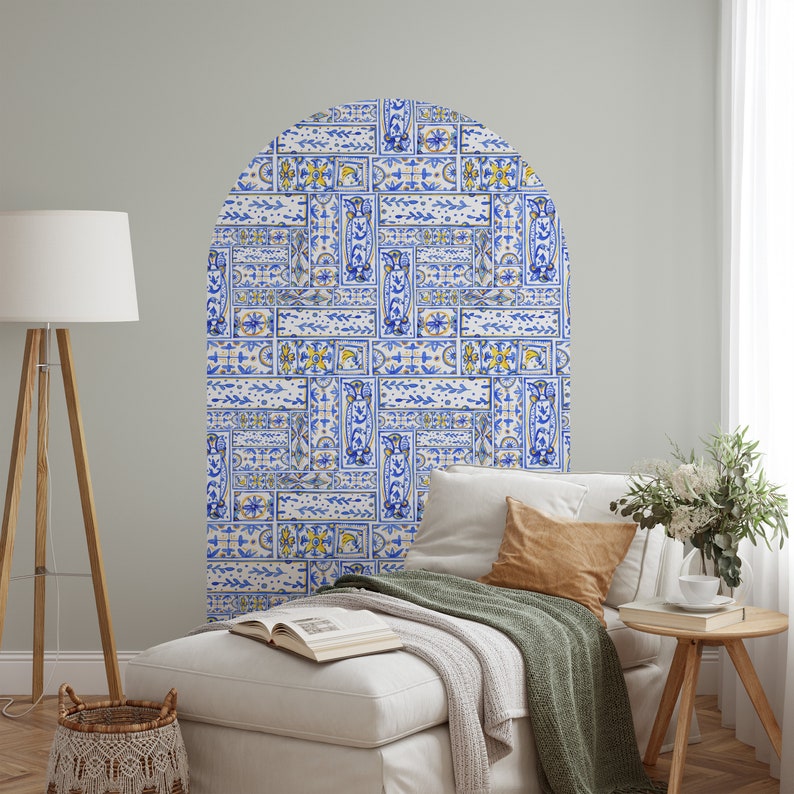 Portuguese Tiles Wall Decal, Peel and Stick Arch Wallpaper, Headboard ...