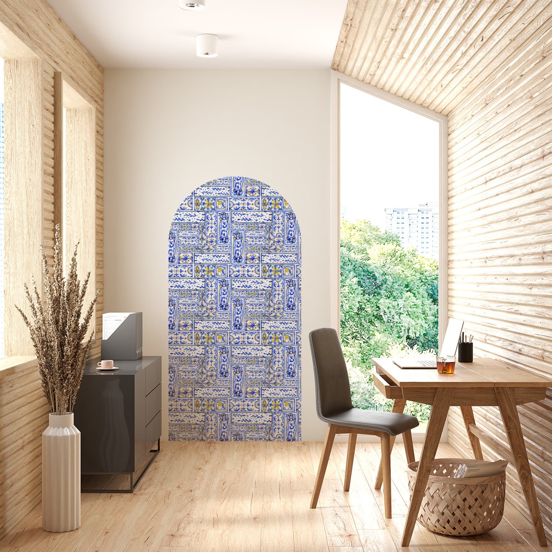 Portuguese Tiles Wall Decal, Peel and Stick Arch Wallpaper, Headboard ...