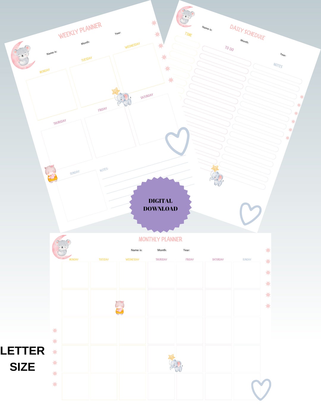Editable Planner Homeschool for Kids, Kids Weekly Planner, Kids Monthly ...