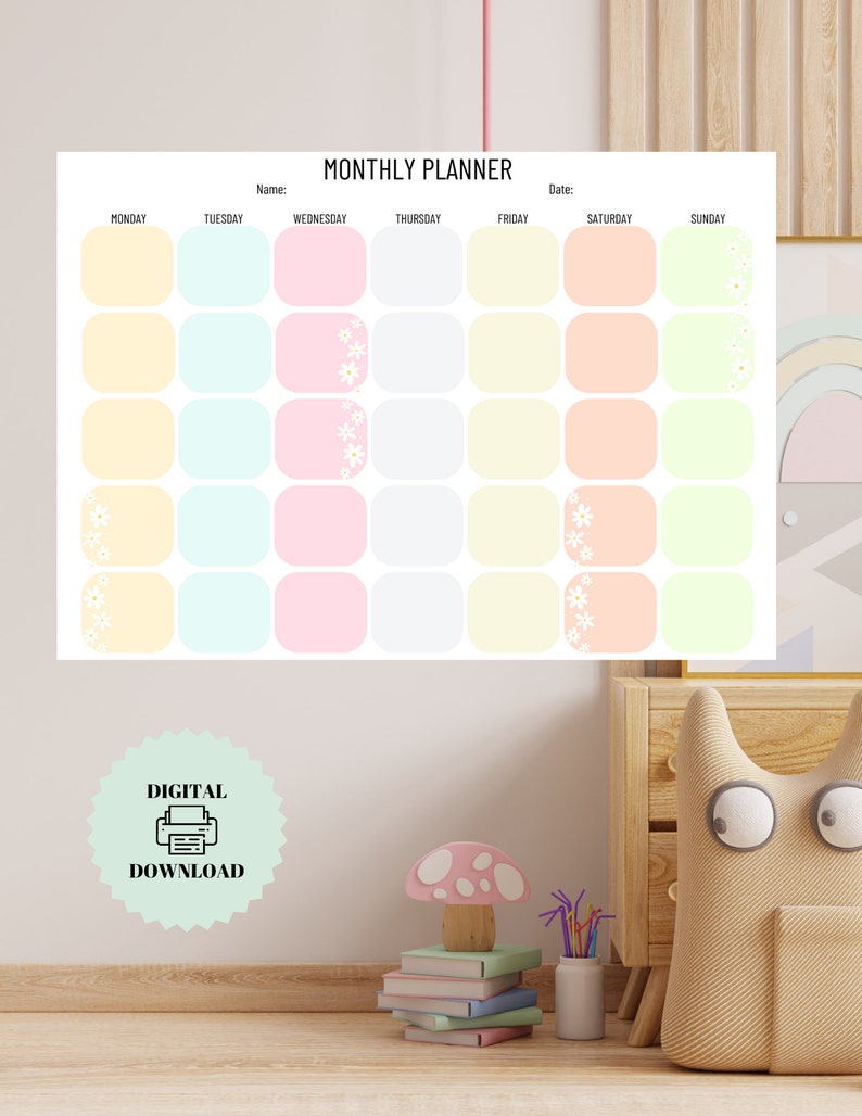 Editable Planner Homeschool for Kids, Kids Weekly Planner, Kids Monthly ...