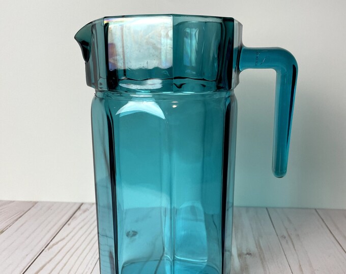 Retro Thick Blue Green Glass Pitcher 1.3L Vintage Glass Pitcher for ...