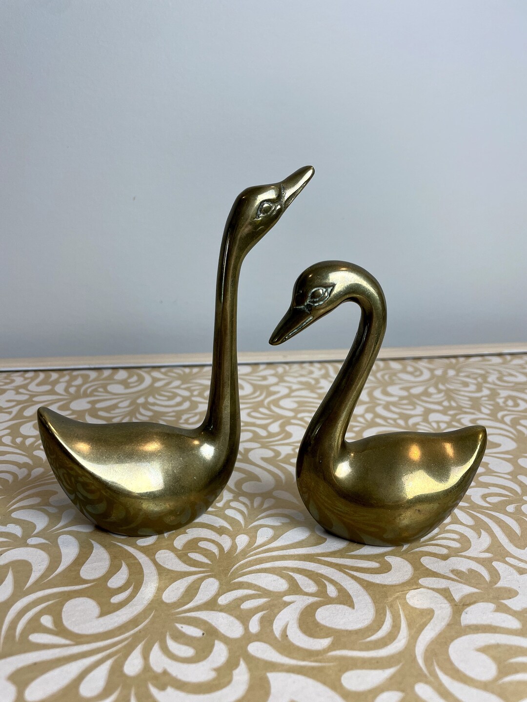 Vintage Brass Swan Figurines Set of 2 Small Swans 5.5 and 3.5 ...