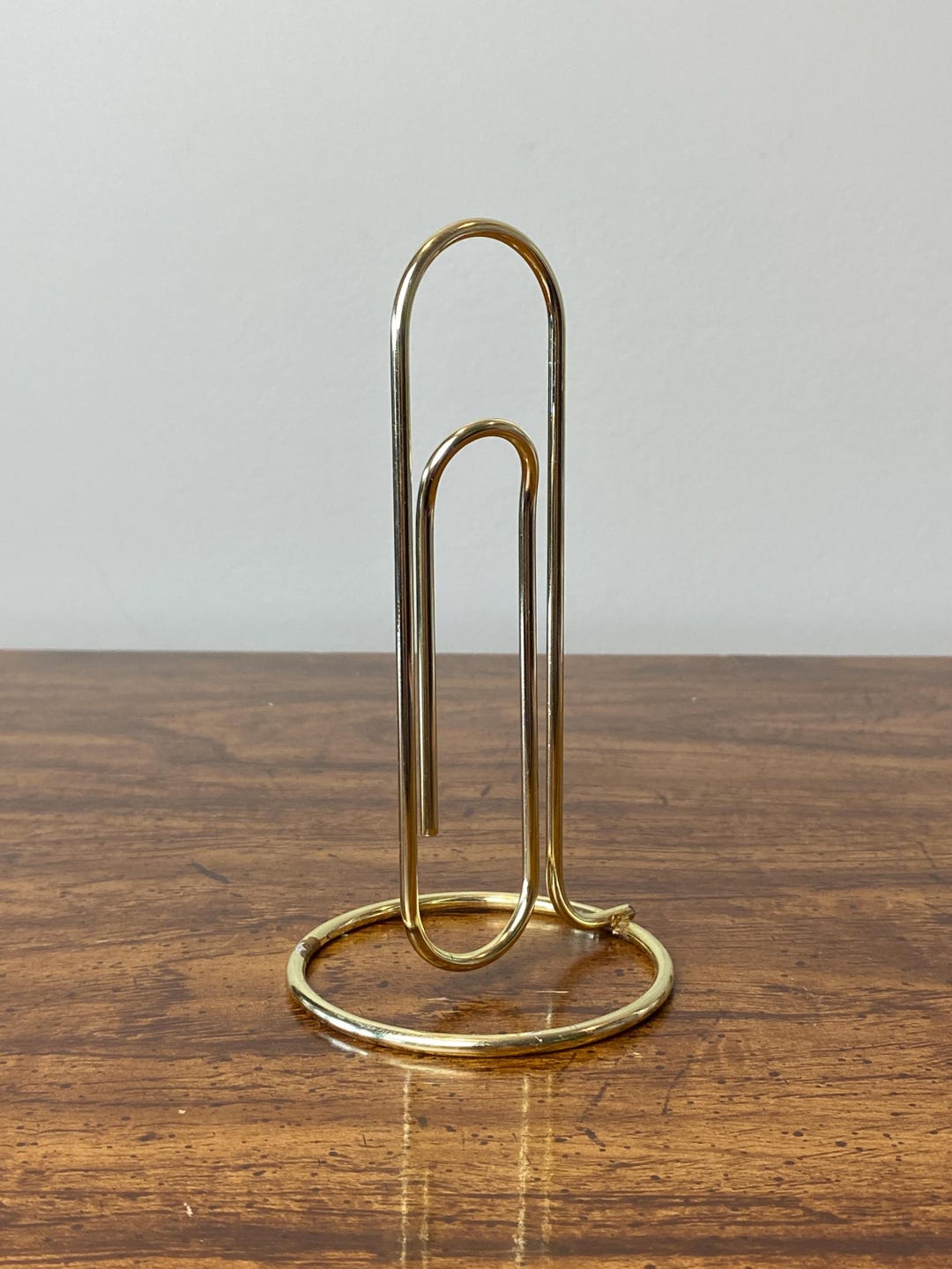 Vintage Gold Tone Paperclip Letter Holder | Mid-century Desk Organizer ...