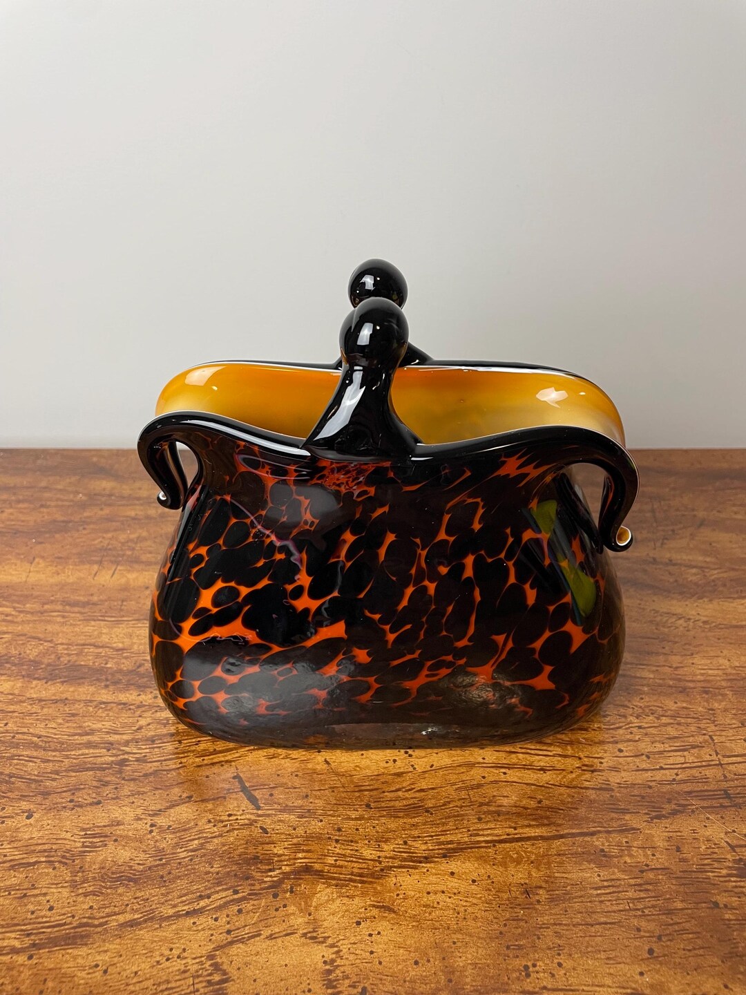 Vintage Murano Hand Blown Glass Purse 1970s Tortoise Shell Design ...