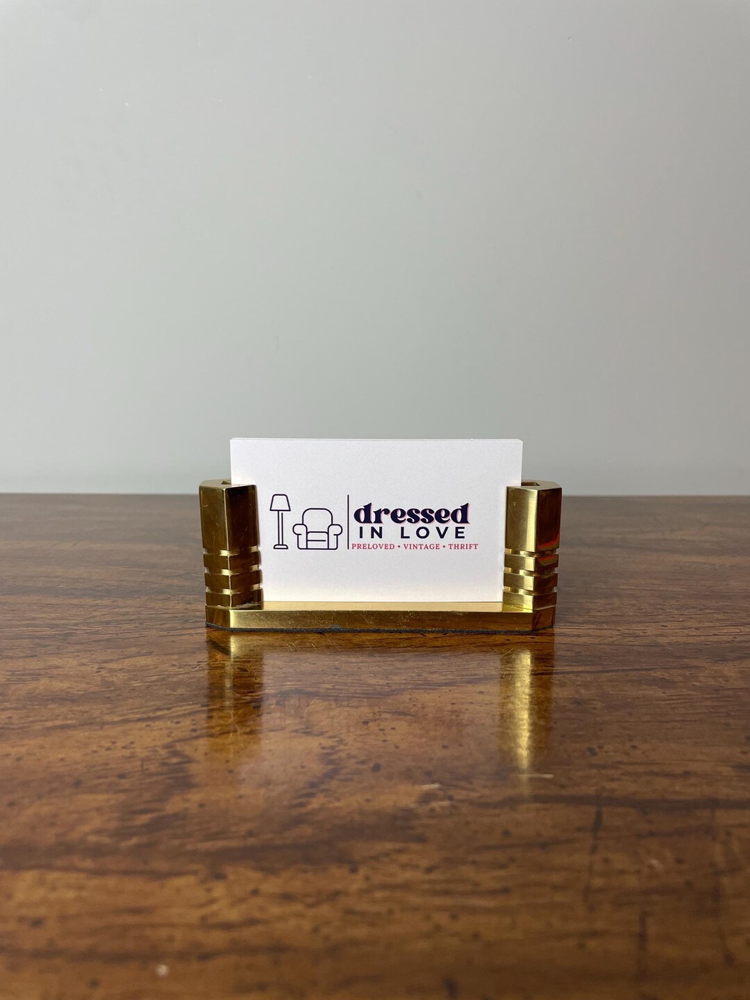 Vintage Brass Business Card Holder | 1980s Office Desk Decor ...