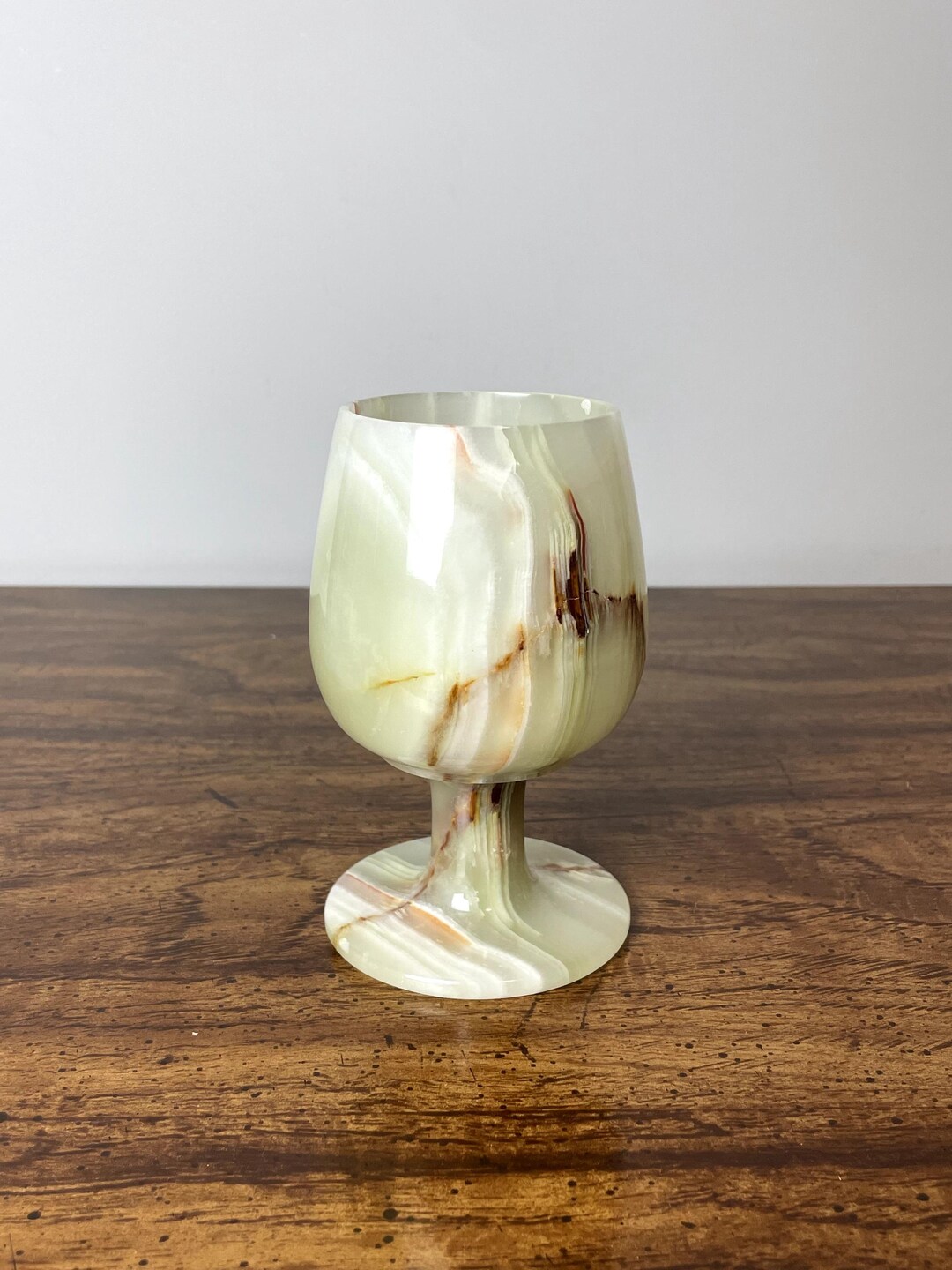 Vintage Onyx Stone Wine Glass Goblet | Mid Century Modern Stone Chalice ...