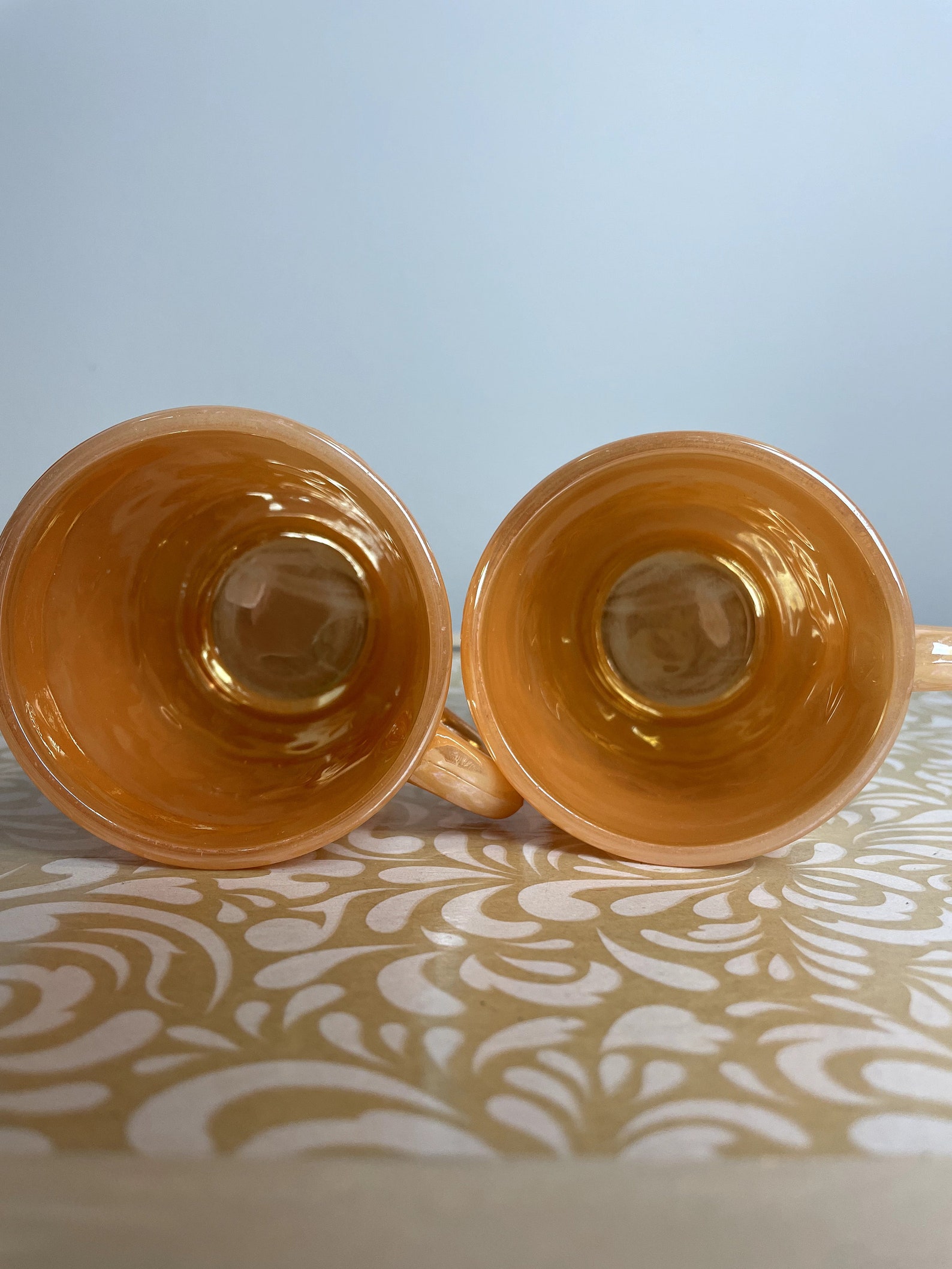 Vintage Kimberly Peach Lusterware Coffee Mugs | 2pcs Fire King Anchor ...