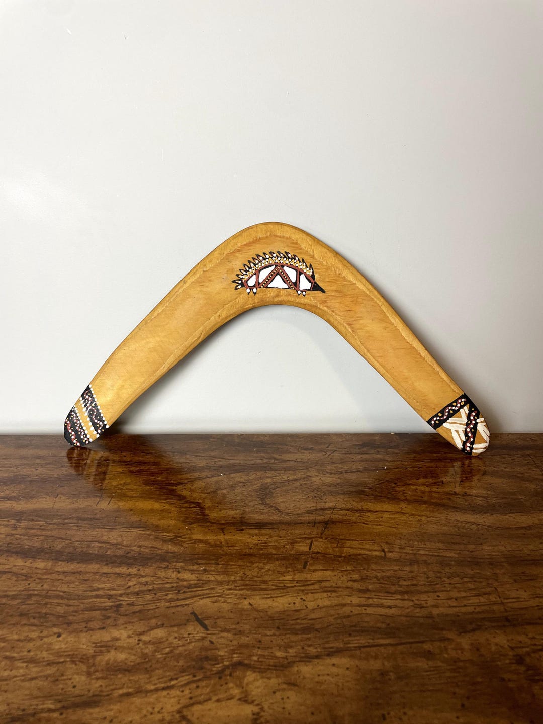 Vintage Traditional Wooden Boomerang | Hand-painted Aboriginal Art ...