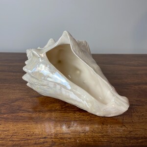 Vintage Iridescent Ceramic Conch Shell Figurine | Beach Coastal Decor ...