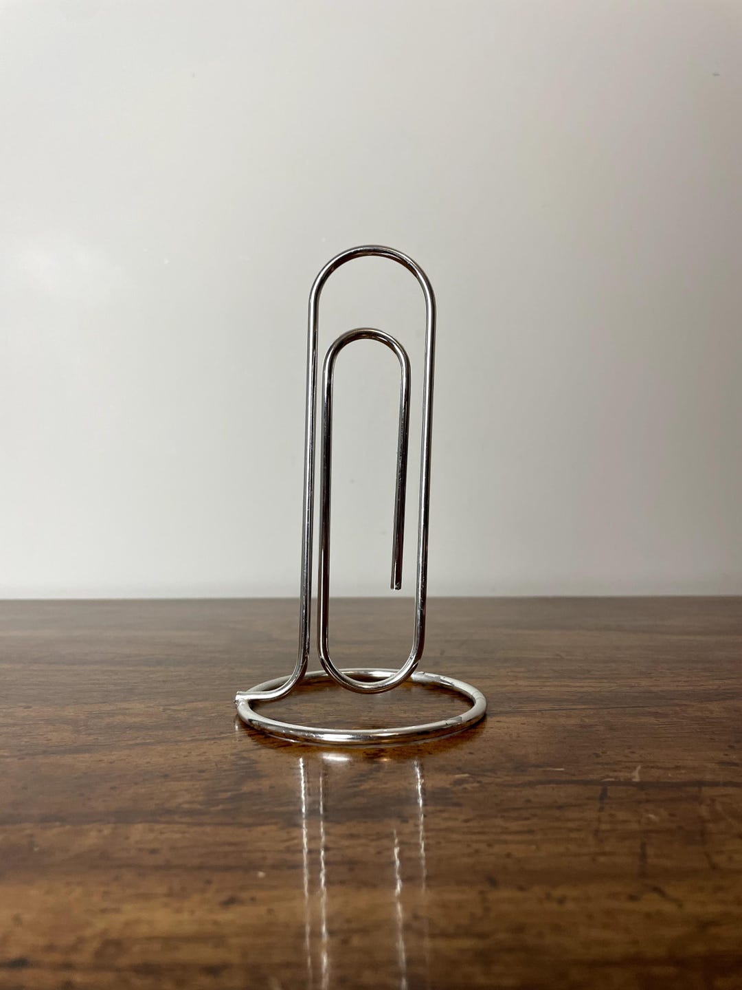 Vintage Metal Paperclip Design Letter Holder | Silver Toned Standing ...