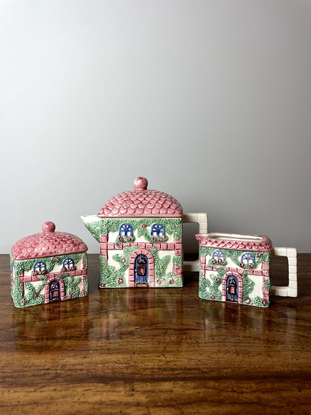 Vintage Avon House Tea Pot Set | Hand-painted 1980s Pink House Ceramic ...