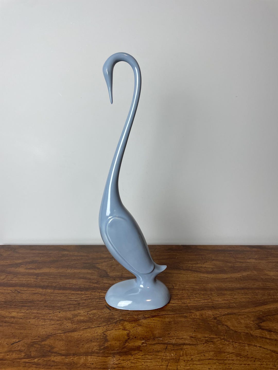 Vintage Mid Century Modern Light Blue Ceramic Crane Figurine | Tall ...