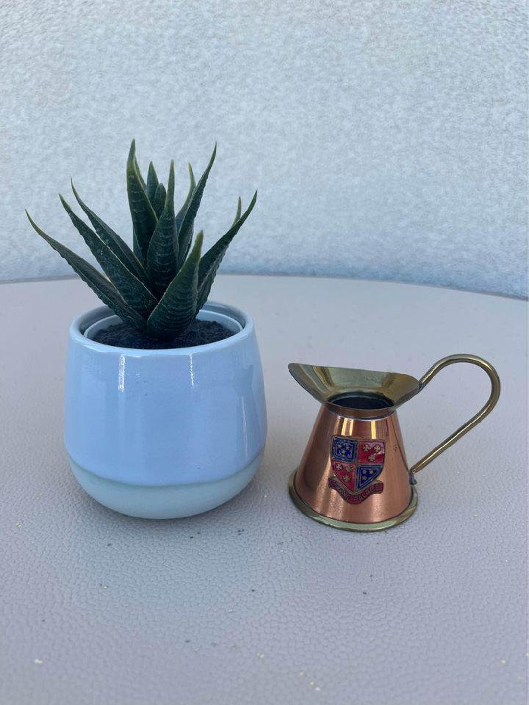 Vintage Rare Miniature Brass & Copper Pitcher W St George Cross Flag ...