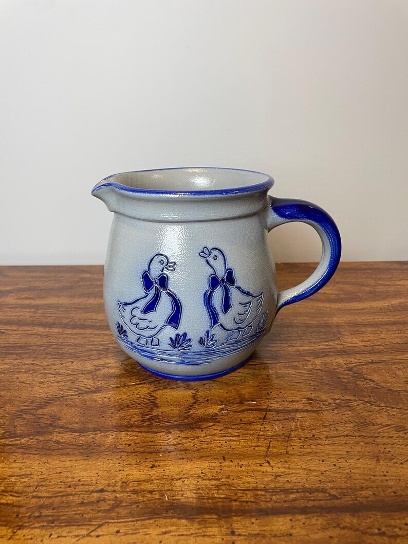 Vintage Handarbeit Salt Glazed Ceramic Pitcher W/ Handle | German Heavy ...
